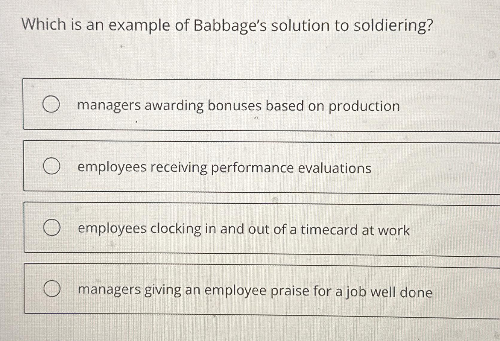 Solved Which is an example of Babbage's solution to | Chegg.com