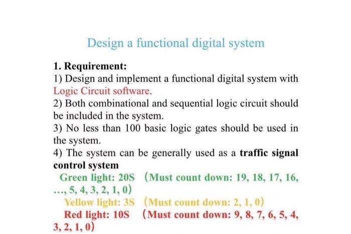 Solved Design a functional digital system 1. Requirement: 1) | Chegg.com