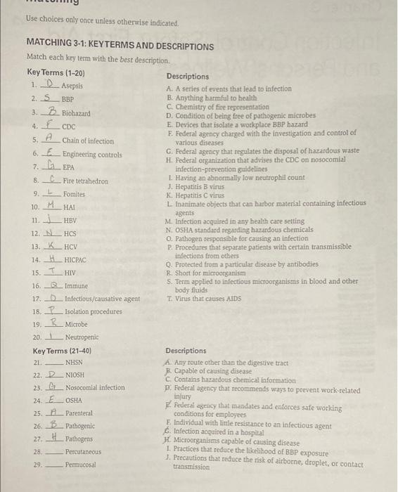 Solved Use choices only once unless otherwise indicated 2. S | Chegg.com