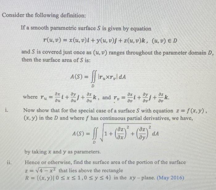 Solved Consider the following definition: If a smooth | Chegg.com