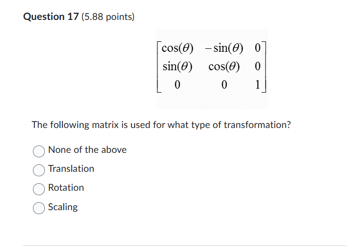 Solved Question 17 (5.88 | Chegg.com