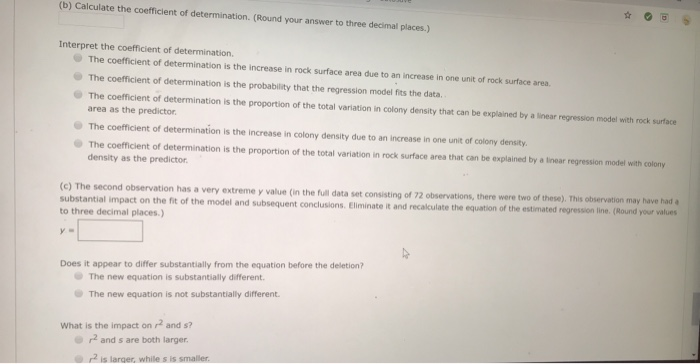Solved (b) Calculate the coefficient of determination. | Chegg.com