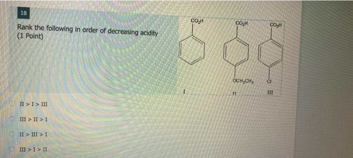 Solved 18 COCH COH COH Rank the following in order of | Chegg.com
