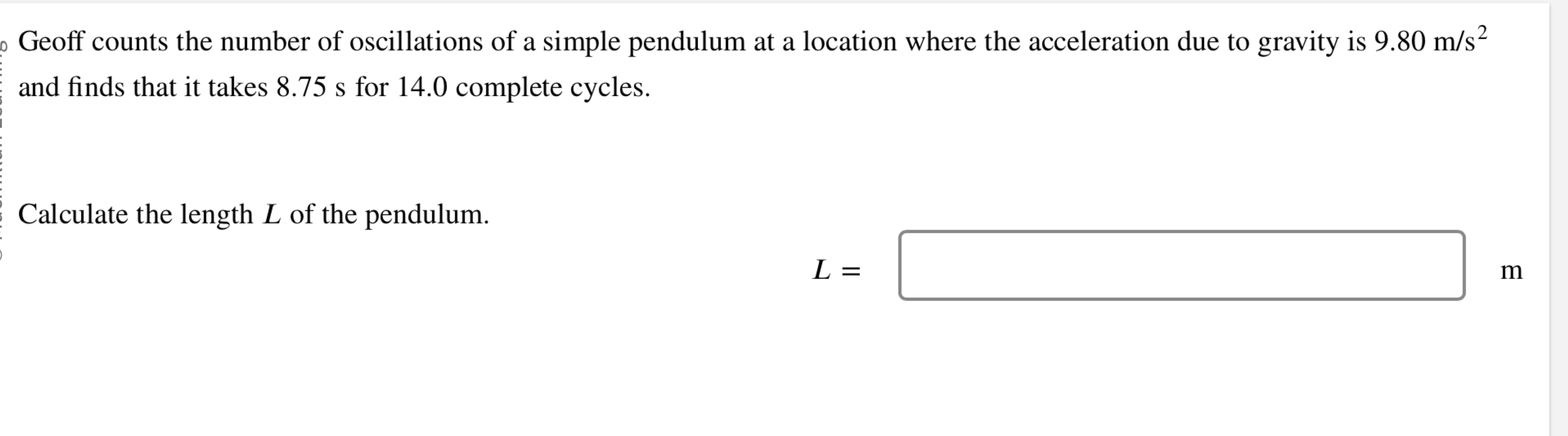 Solved Geoff counts the number of oscillations of a simple | Chegg.com