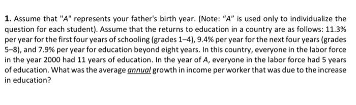 Solved 1. Assume that " A " represents your father's birth | Chegg.com