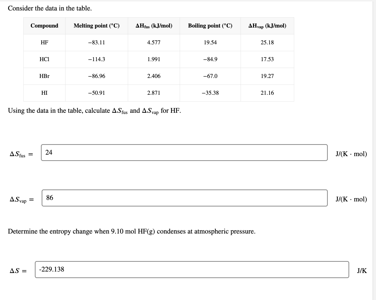 Solved Using the data in the table, calculate ΔSfus and | Chegg.com Solved Using the data in the table, calculate ΔSfus and | Chegg.com