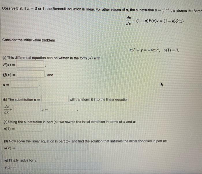 Solved Problem 1. (16 points) A Bernoulli differential | Chegg.com