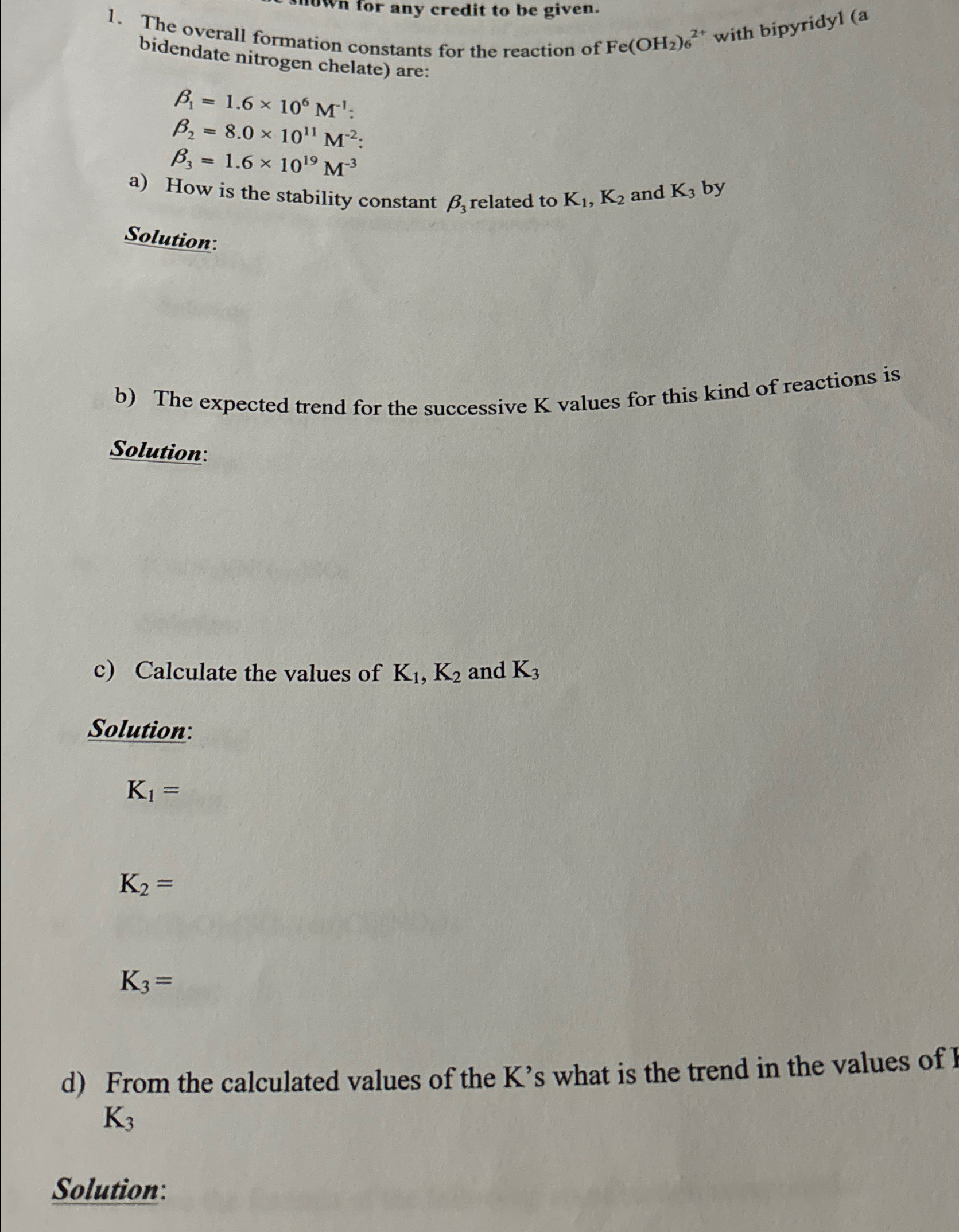 Solved for any credit to be given. The overall formation | Chegg.com