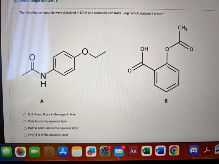 Solved The following compounds were dissolved in DCM and | Chegg.com