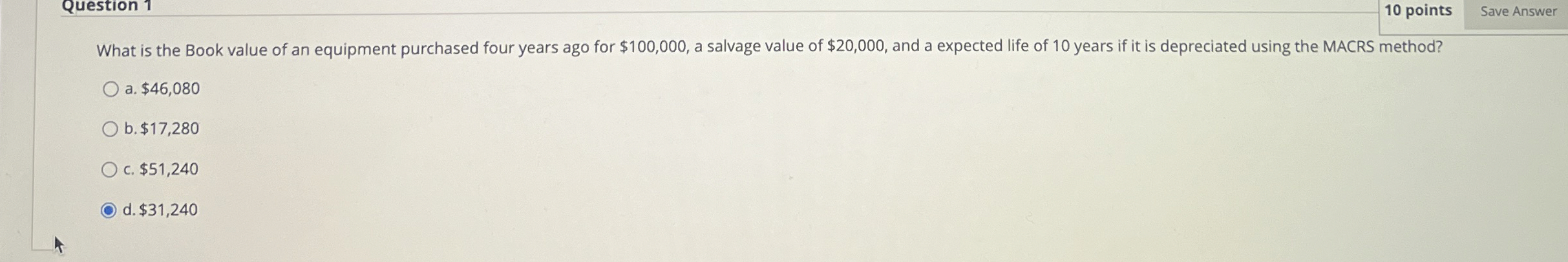 Solved Question 110 ﻿pointsWhat is the Book value of an | Chegg.com