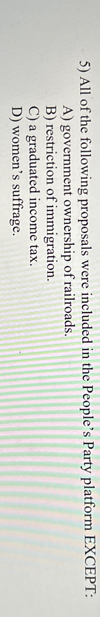 Solved All of the following proposals were included in the | Chegg.com
