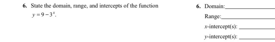 State the domain, range, and intercepts of the | Chegg.com