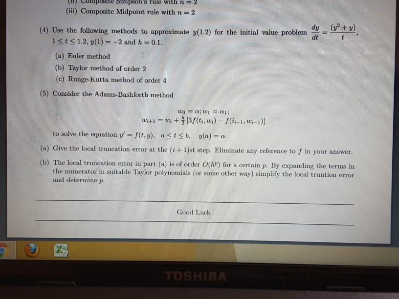 Solved Simpson's rule with n = 2 (iii) Composite Midpoint | Chegg.com