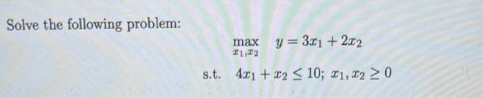 Solved Solve the following problem: s.t. | Chegg.com