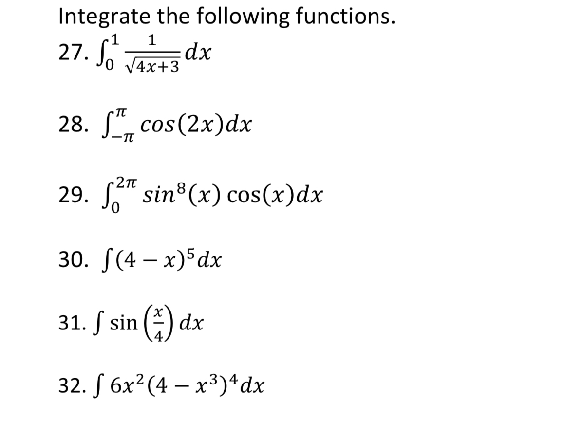 Integrate the following | Chegg.com