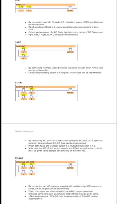 Solved Here is PLC program to implement various logic gates, | Chegg.com