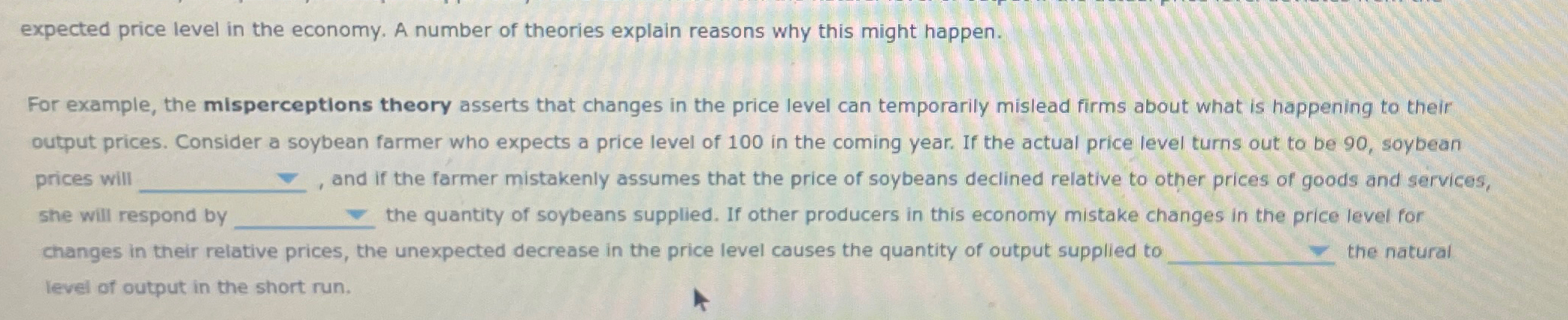 Solved expected price level in the economy. A number of | Chegg.com