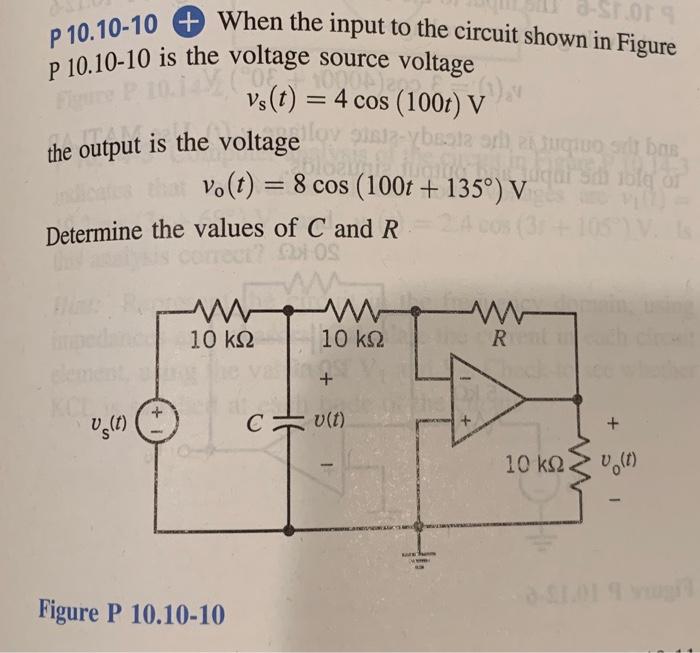 Solved p 10.10-10 + When the input to the circuit shown in | Chegg.com