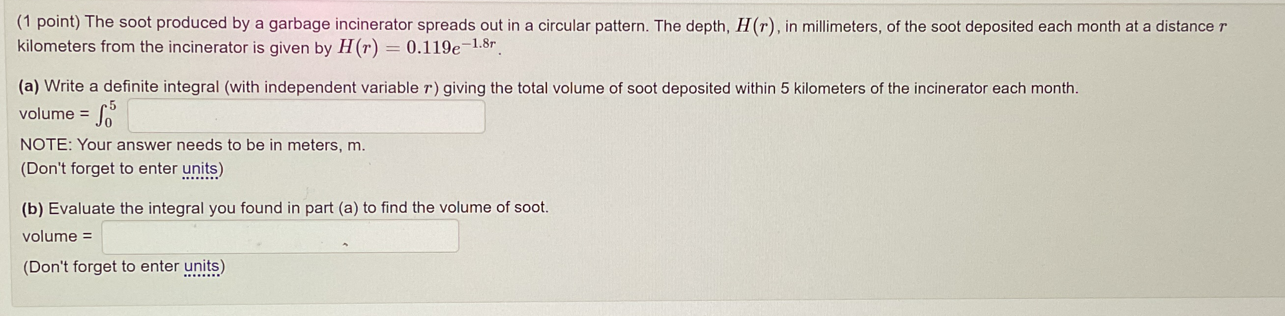 Solved (1 ﻿point) ﻿The soot produced by a garbage | Chegg.com