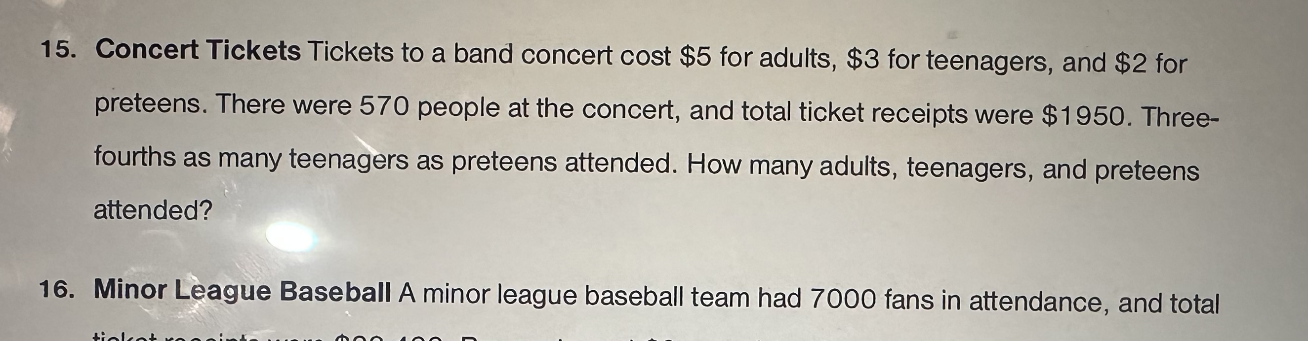 Solved Concert Tickets Tickets to a band concert cost $5 | Chegg.com Solved Concert Tickets Tickets to a band concert cost $5 | Chegg.com