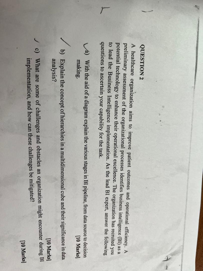 Solved QUESTION 2A healthcare organization aims to improve | Chegg.com
