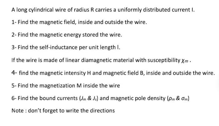 Solved A long cylindrical wire of radius R carries a | Chegg.com