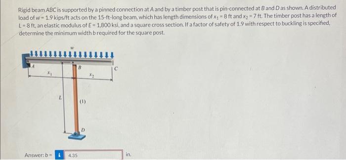 Solved Rigid beam ABC is supported by a pinned connection at | Chegg.com