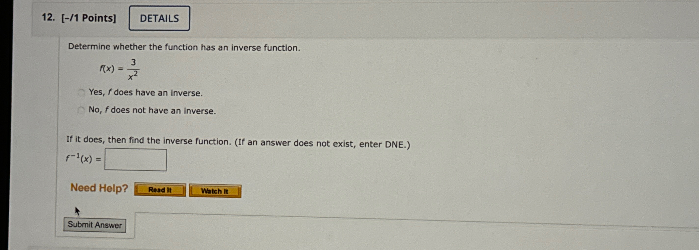 Solved [ 1 ﻿points]determine Whether The Function Has An
