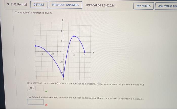 Solved 9. [1/2 Points) DETAILS PREVIOUS ANSWERS SPRECALC6 | Chegg.com