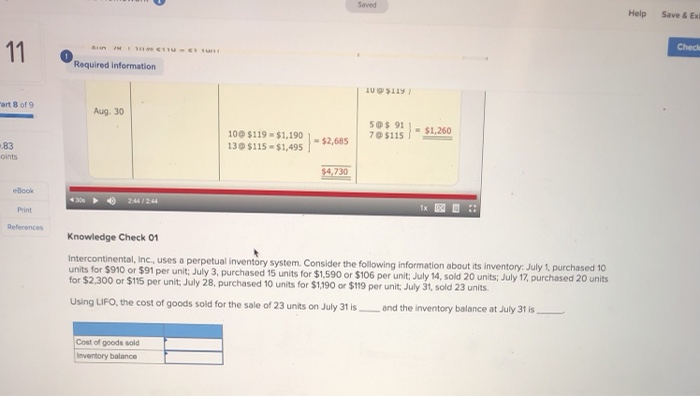 Solved Saved Help Save & EX Net Chec 11 Required information | Chegg.com