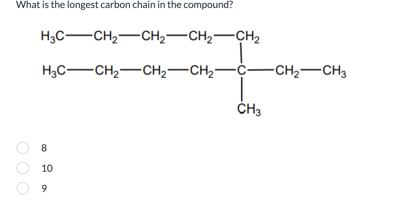 Solved What is the longest carbon chain in the compound?8109 | Chegg.com