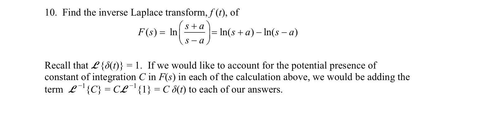 Solved Find the inverse Laplace transform, f(t), | Chegg.com