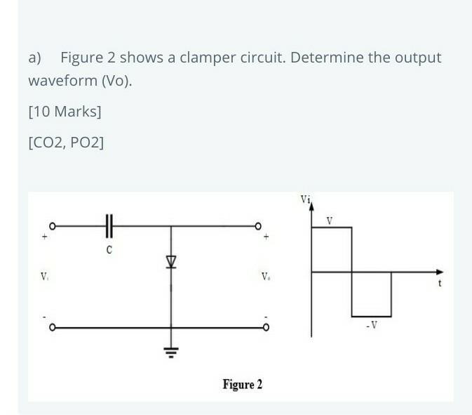 Solved a) Figure 2 shows a clamper circuit. Determine | Chegg.com