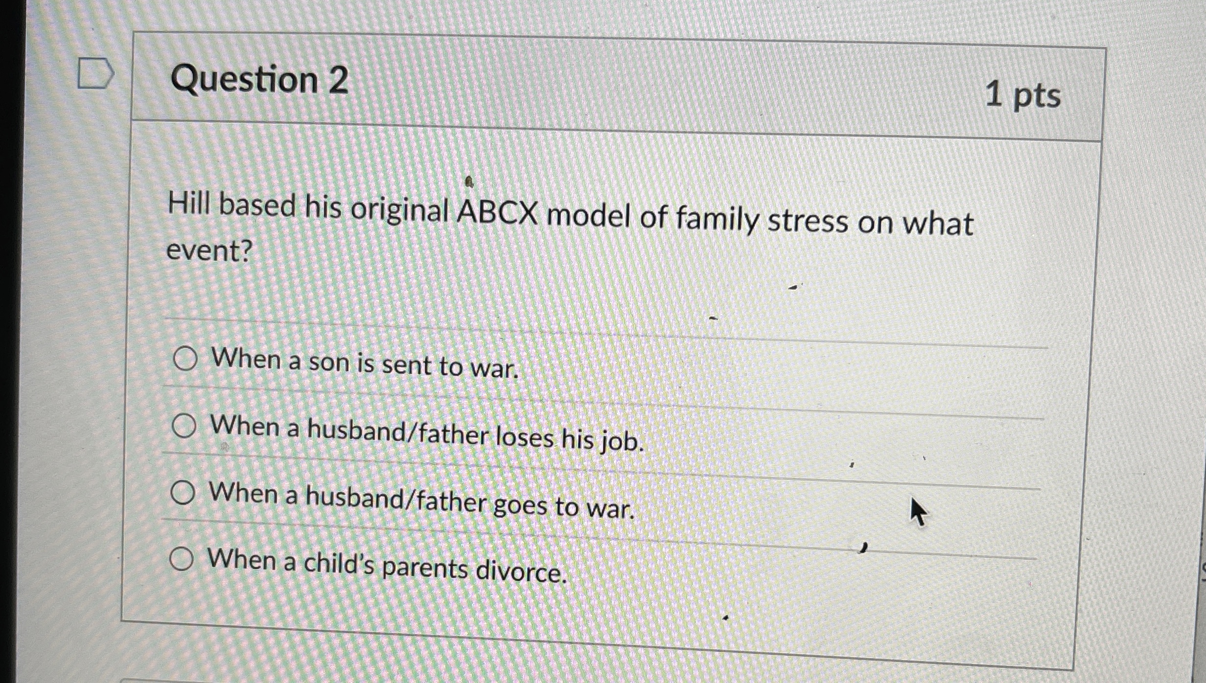 Solved Question 2Hill based his original ABCX model of | Chegg.com