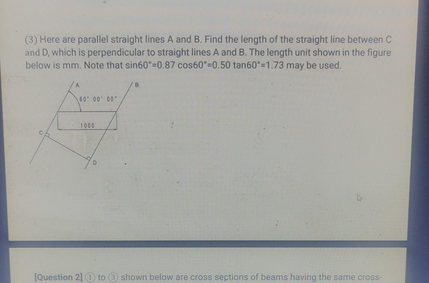 Solved (3) Here are parallel straight lines A and B. Find | Chegg.com