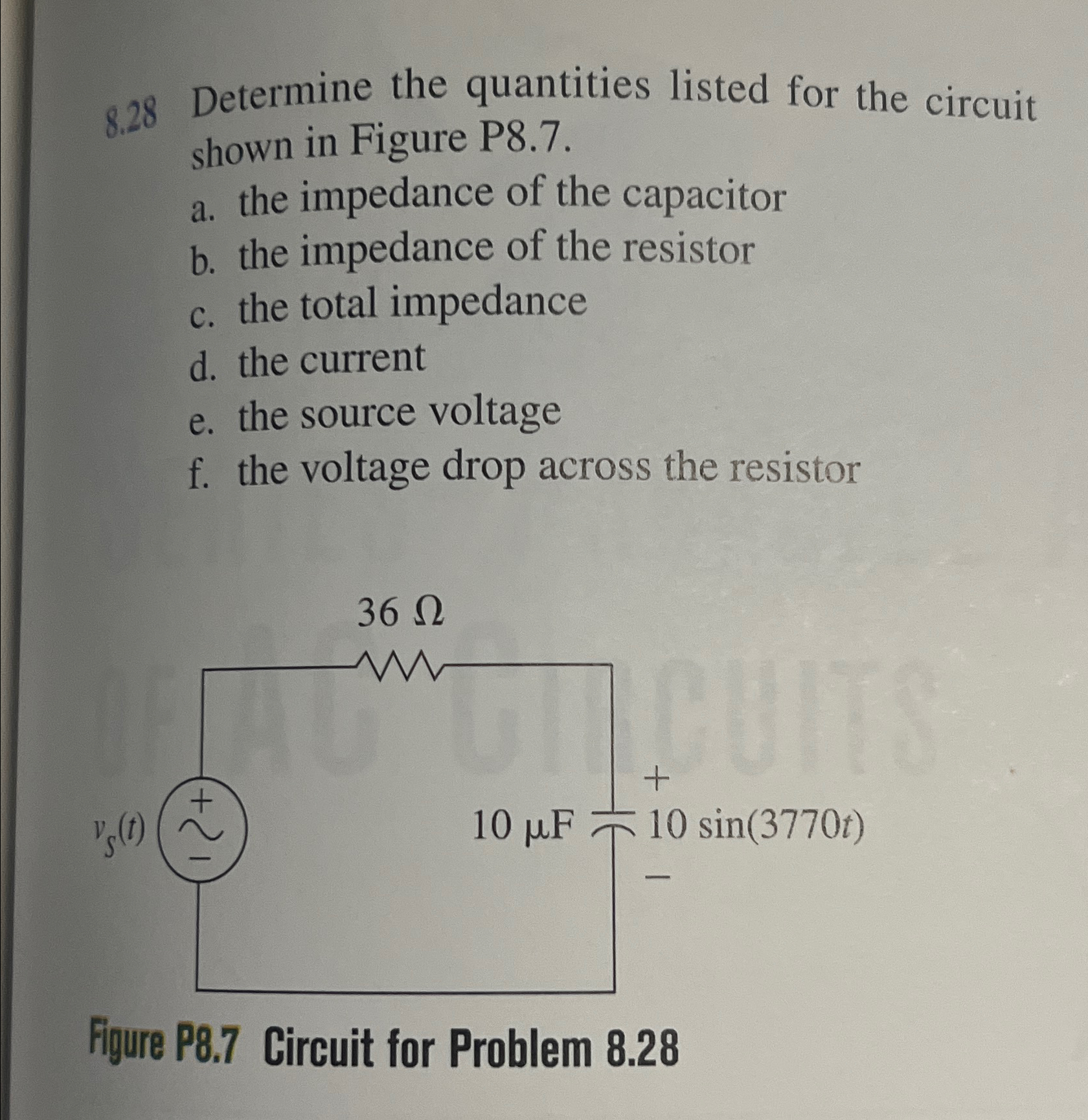 Solved 8.28 ﻿Determine the quantities listed for the circuit | Chegg.com
