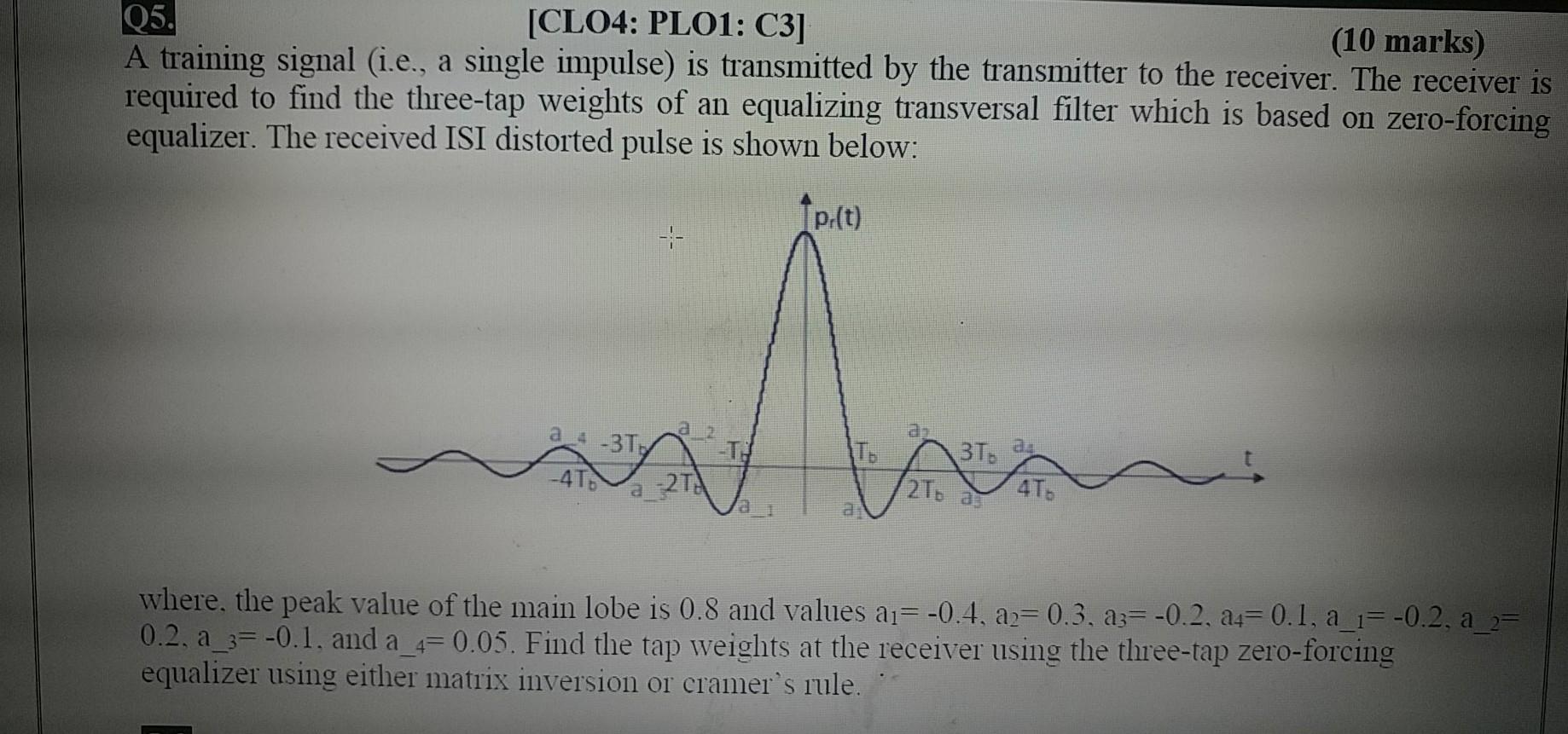 05. [CLO4: PLO1: C3] (10 marks) A training signal | Chegg.com