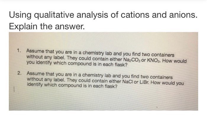 Solved Using qualitative analysis of cations and anions. | Chegg.com