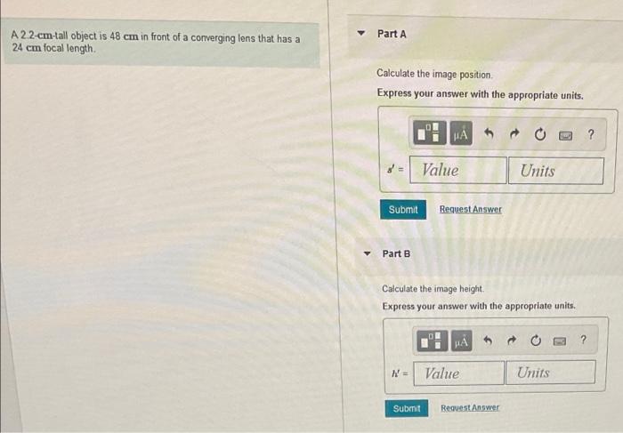 Solved Part A A 22-cm-tall object is 48 cm in front of a | Chegg.com
