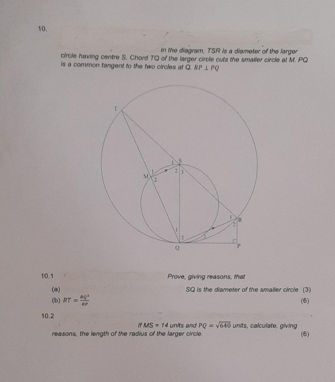 In the diagram, TSR is a diameter of the larger | Chegg.com