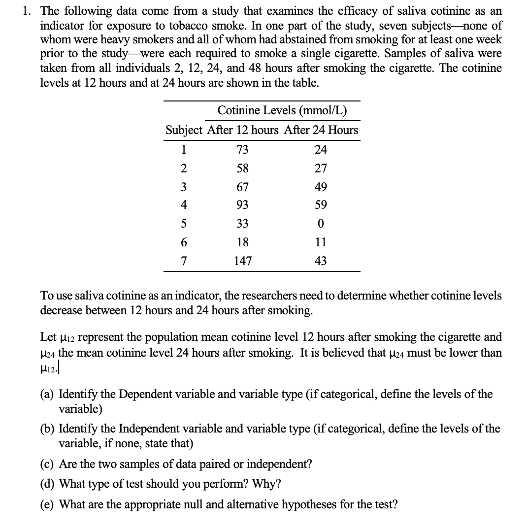Solved (a) ﻿Identify the Dependent variable and variable | Chegg.com