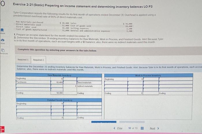 Solved Exercise 2-21 (Static) Preparing an income statement | Chegg.com