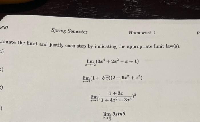 Solved raluate the limit and justify each step by indicating | Chegg.com