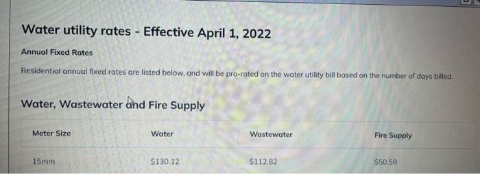 Solved a) Describe and identify the water pricing structure | Chegg.com