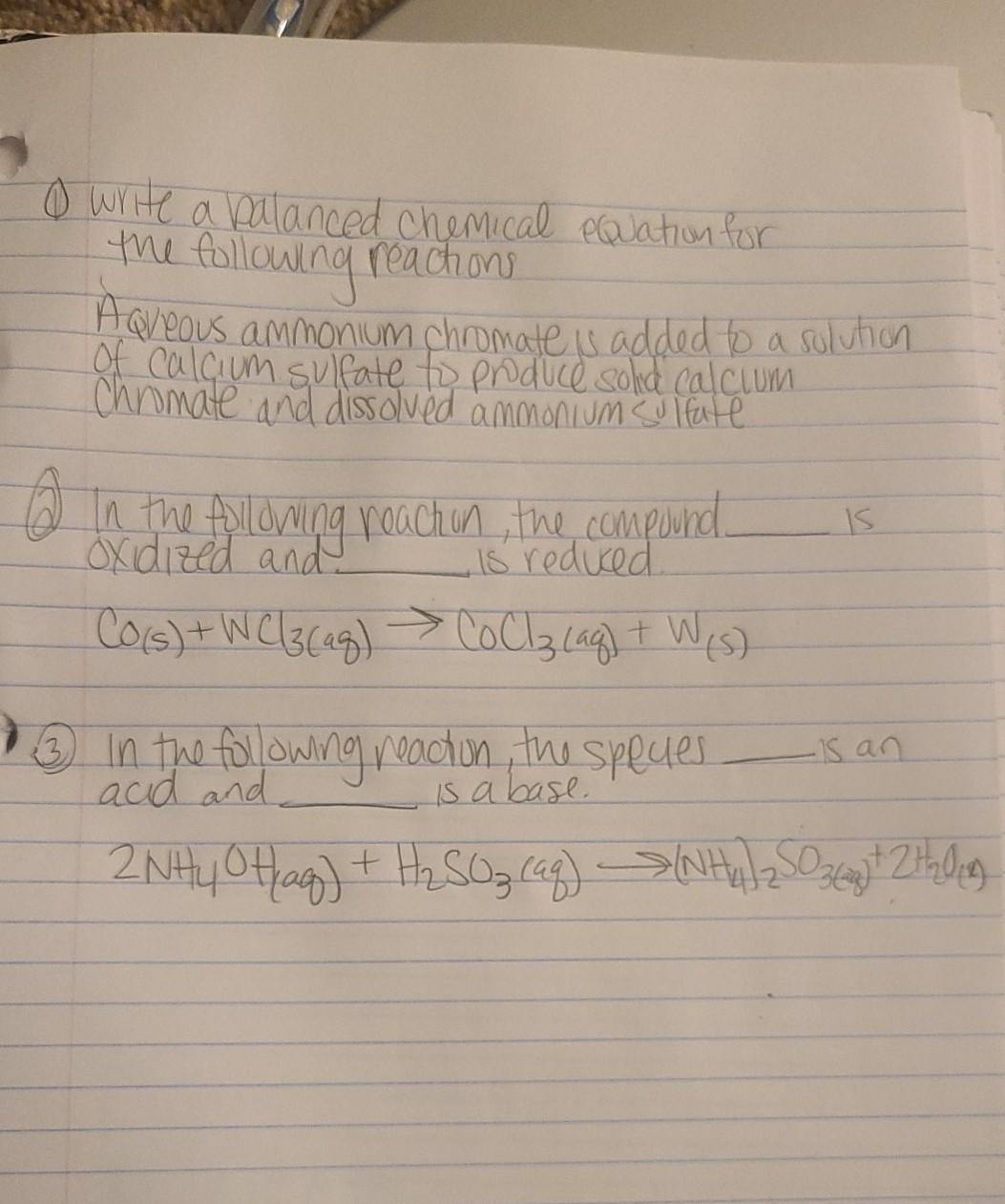Solved o write a balanced chemical equation for the | Chegg.com
