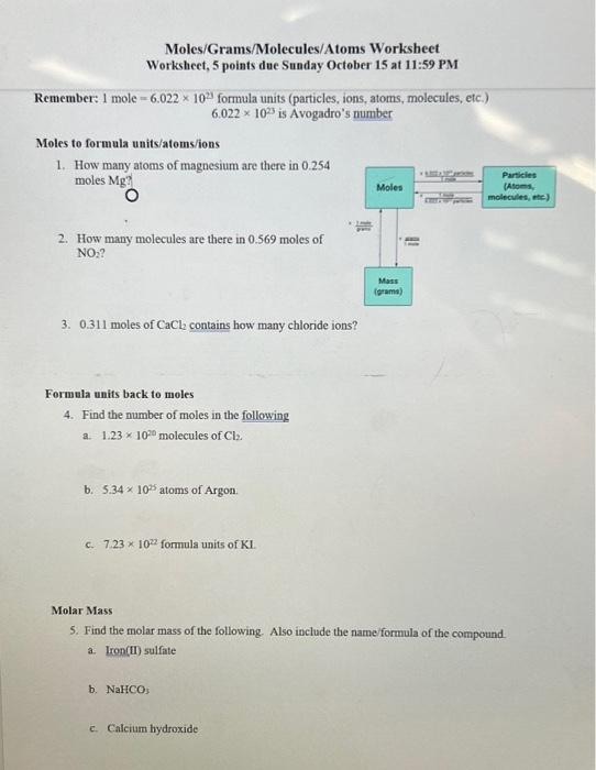Solved Moles or particles to grams 6. Find the mass in grams | Chegg.com