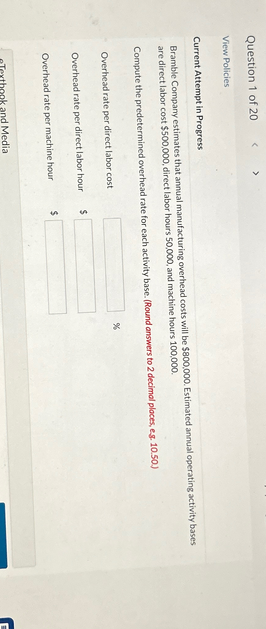 Solved Question 1 ﻿of 20View PoliciesCurrent Attempt in | Chegg.com