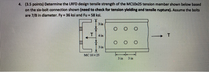 Solved 4. (3.5 points) Determine the LRFD design tensile | Chegg.com
