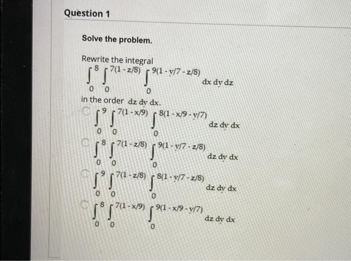 Solved Solve the problem. Rewrite the integral | Chegg.com