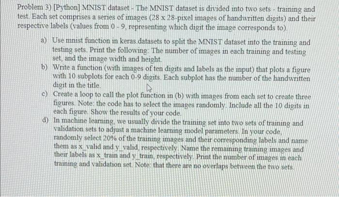 Solved Problem 3 Python Mnist Dataset The Mnist Dataset 8593